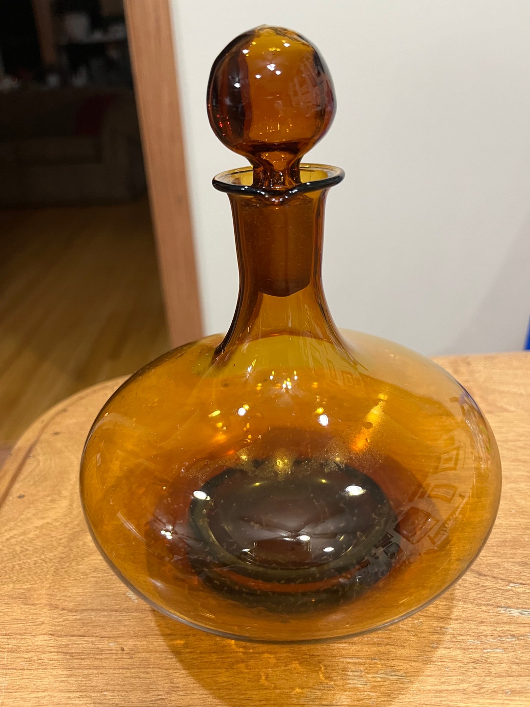 Handblown Amber Glass Brandy Decanter - Etsy
