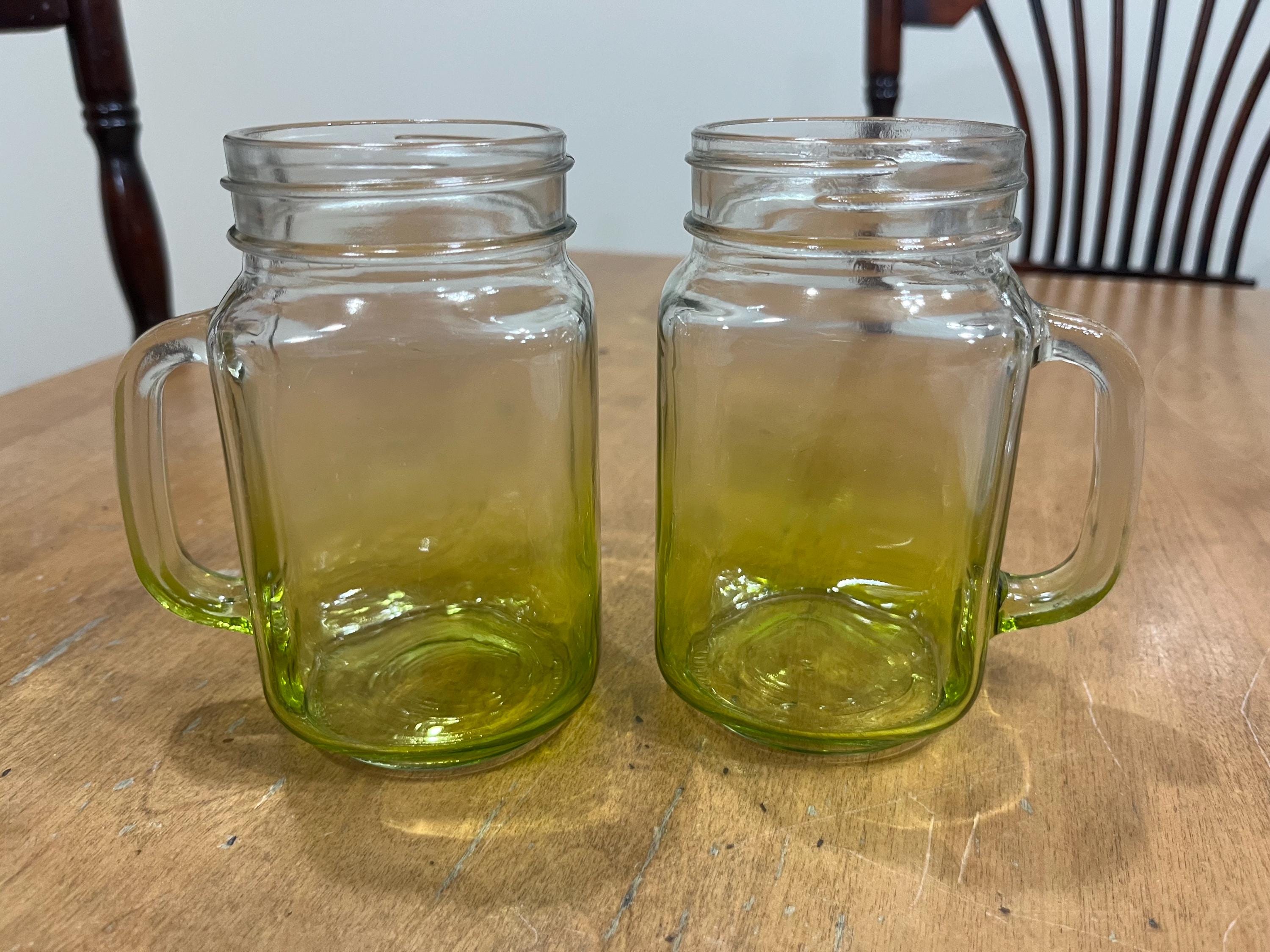 Circleware Yorkshire Glass Handle Ombre Green Mason Jar Glasses (2) - Etsy