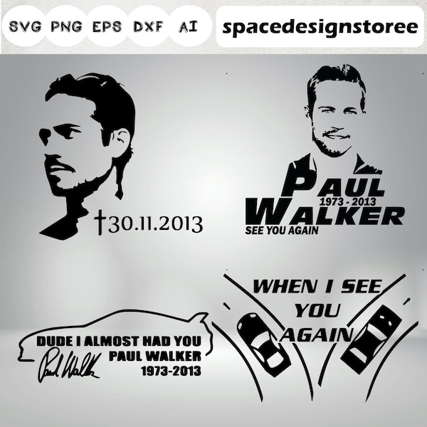 Paul Walker Svg - Etsy UK