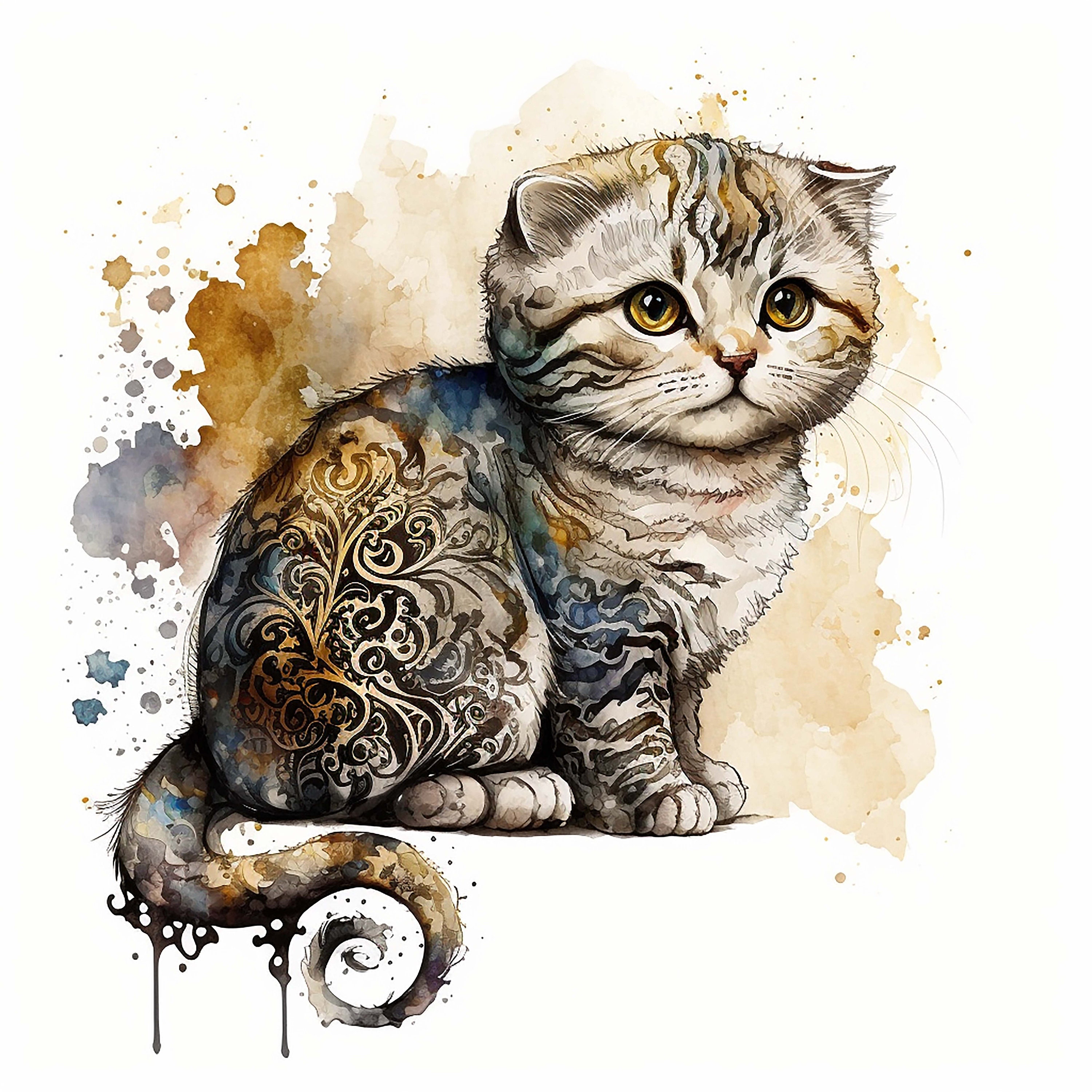 Watercolor Fantasy Storybook Fairytale Cats Clip Art, PNG Images ...