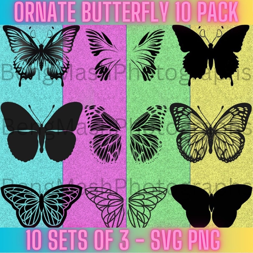 10 Ornate Butterflies SVG Bundle, Monarch Butterfly, Butterfly Svgs ...
