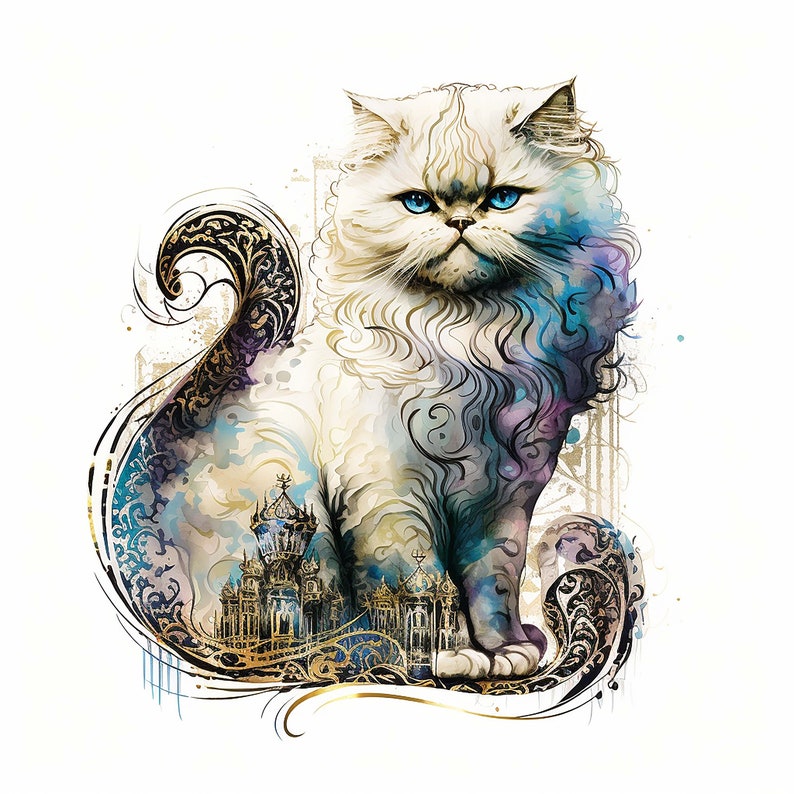Watercolor Fantasy Storybook Fairytale Cats Clip Art, PNG Images ...