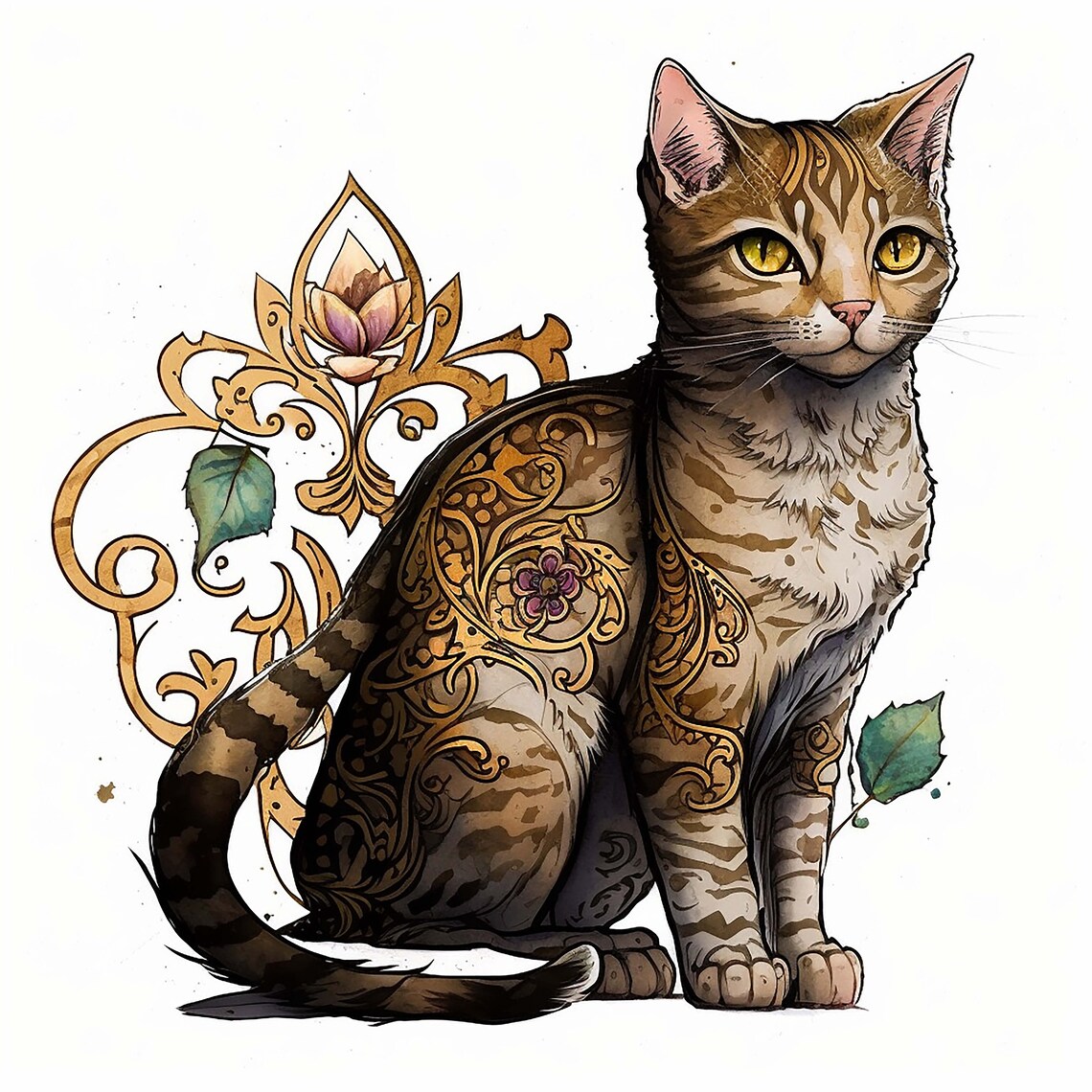 Watercolor Fantasy Storybook Fairytale Cats Clip Art, PNG Images ...