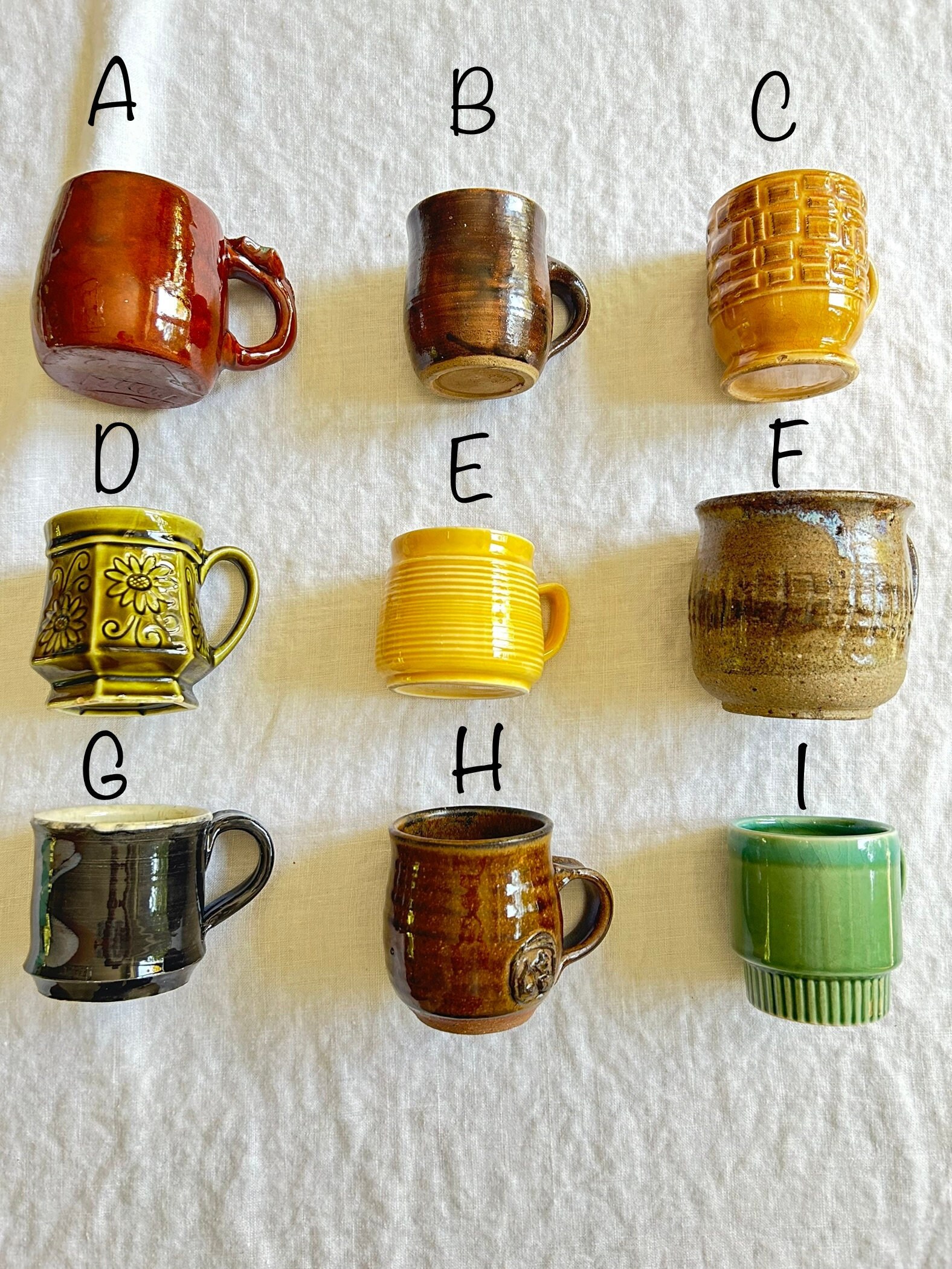 Vintage Pottery Mugs, Ceramic Mugs YOUR CHOICE 70s Style Mugs - Etsy