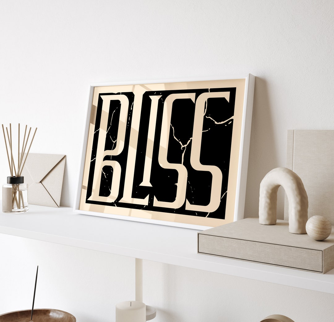 Bliss Typography Print Bathroom Decor Wall Art Print Over Bed Modern ...