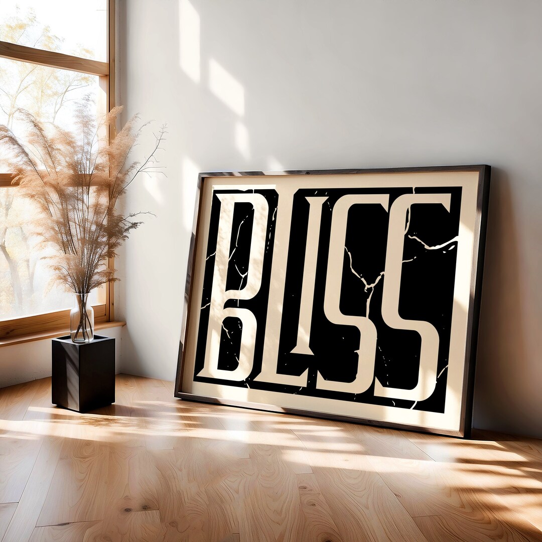 Bliss Typography Print Bathroom Decor Wall Art Print Over Bed Modern ...
