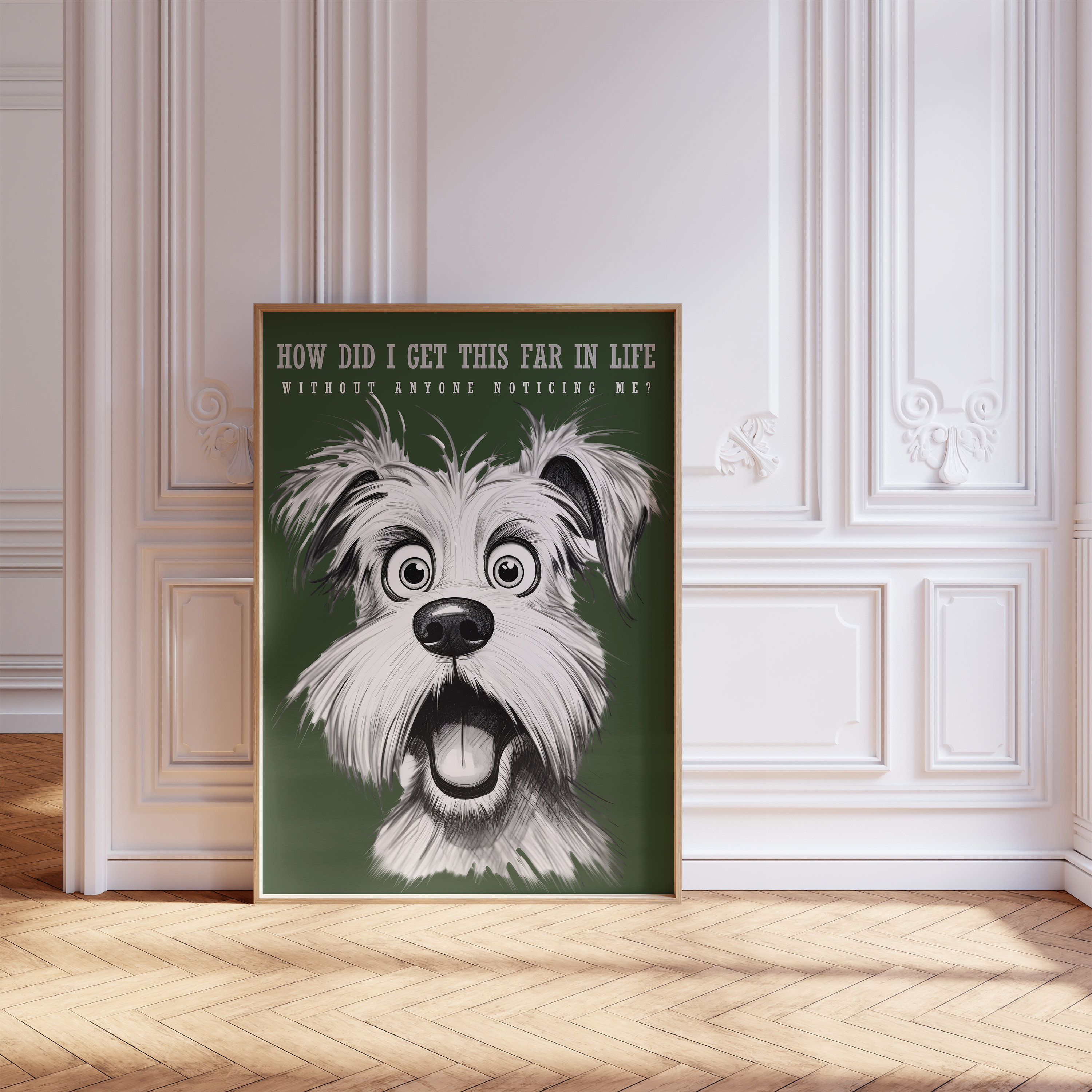Poster Wall Art Dog Funny Gift Retro Poster Print Green Home Decor Wall ...
