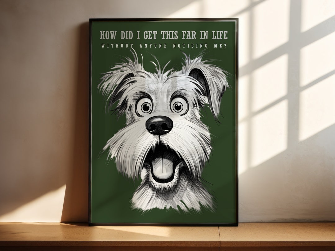 Poster Wall Art Dog Funny Gift Retro Poster Print Green Home Decor Wall ...