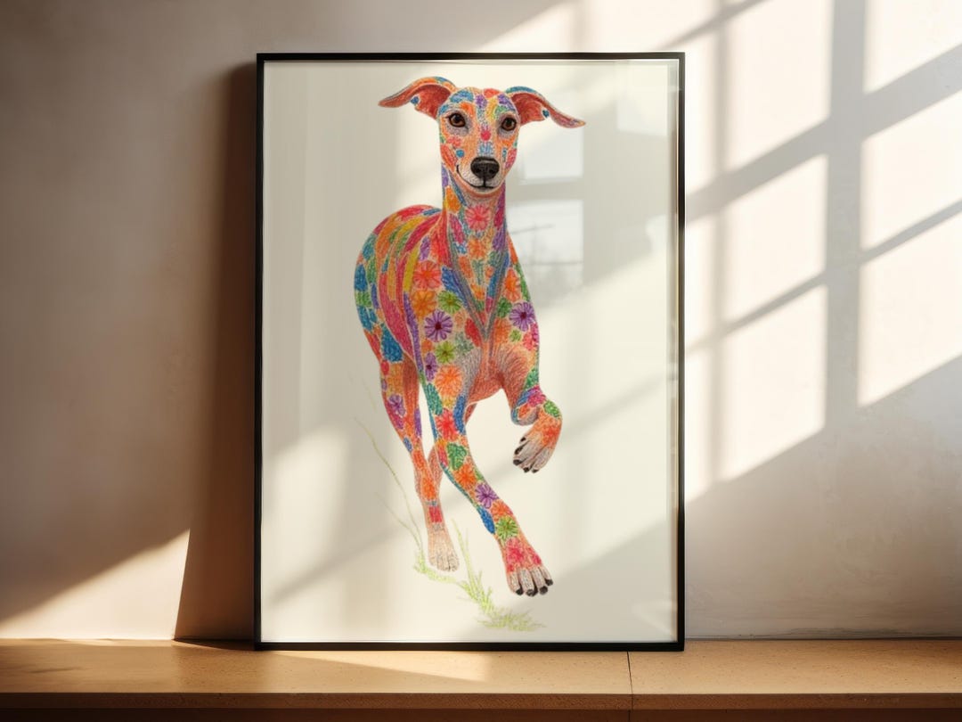 Vibrant Abstract Greyhound Print, Modern Dog, Contemporary Art ...