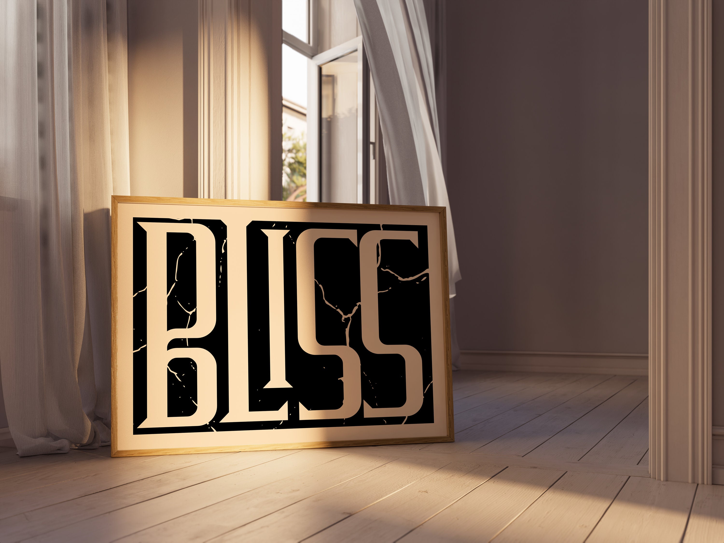 Bliss Typography Print Bathroom Decor Wall Art Print Over Bed Modern ...