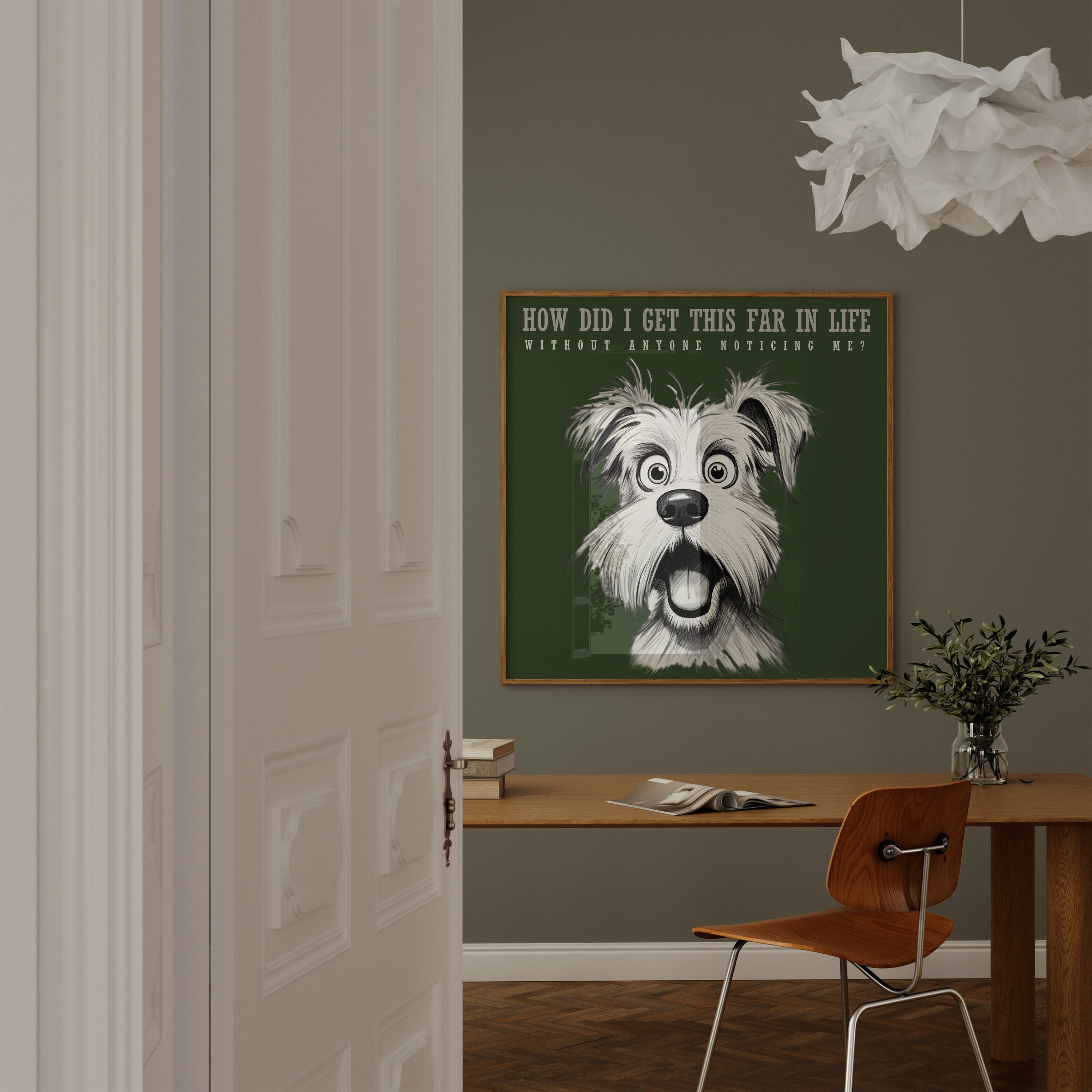 Poster Wall Art Dog Funny Gift Retro Poster Print Green Home Decor Wall ...