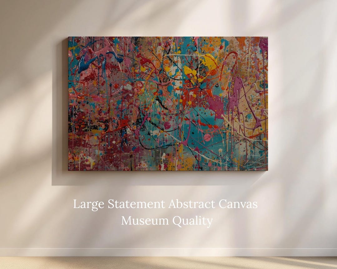 Large Abstract Expressionist Canvas, Contemporary Colourful Landscape ...