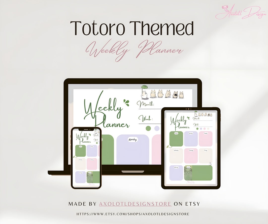 Printible Totoro Themed Weekly Digital Planner, Organizer, Desk Planner ...