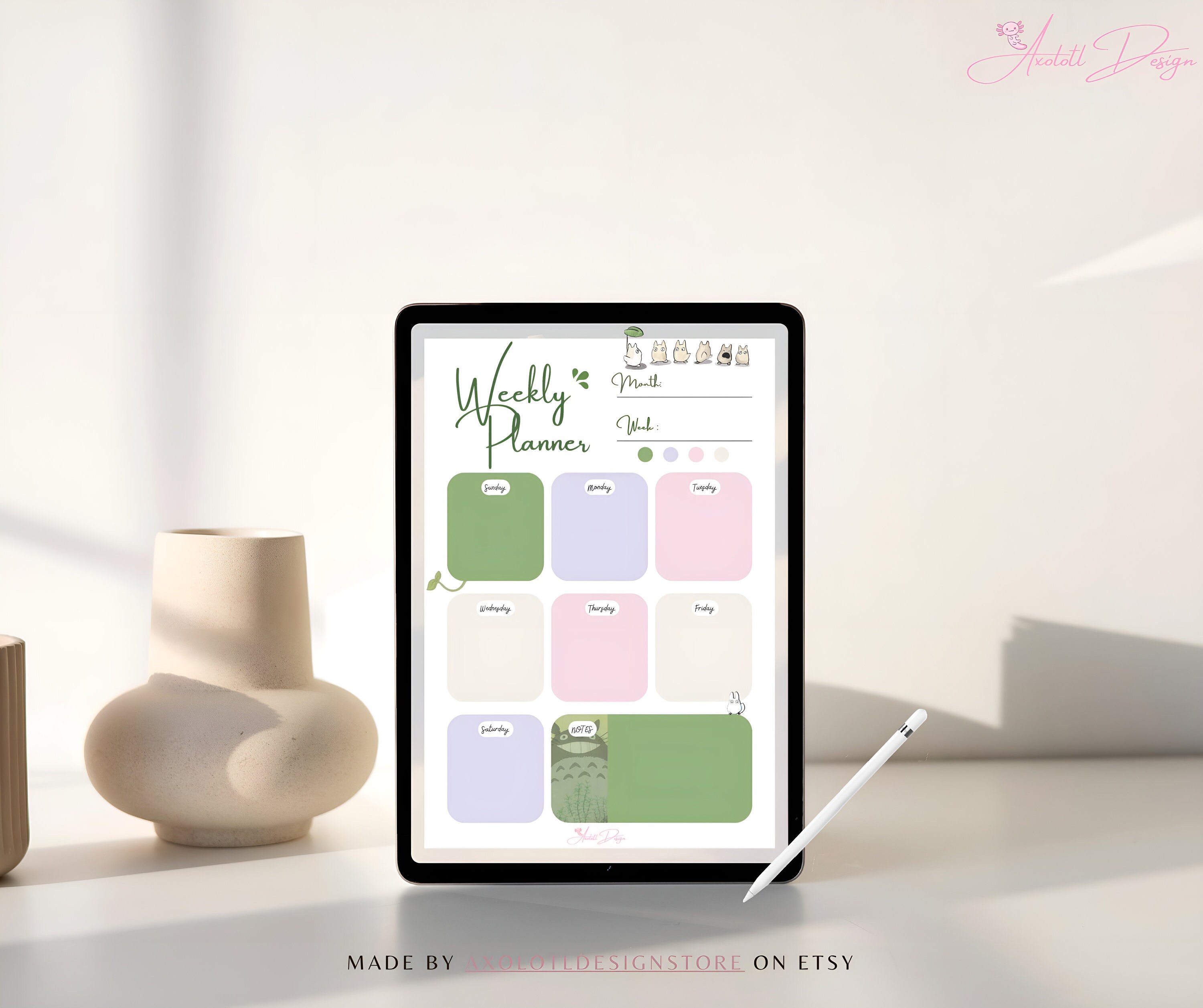 Printible Totoro Themed Weekly Digital Planner, Organizer, Desk Planner ...