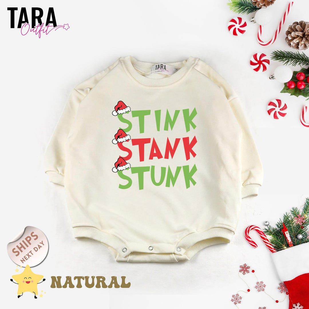 Stink Stank Stunk Christmas Baby Bodysuit, Christmas Natural Baby ...
