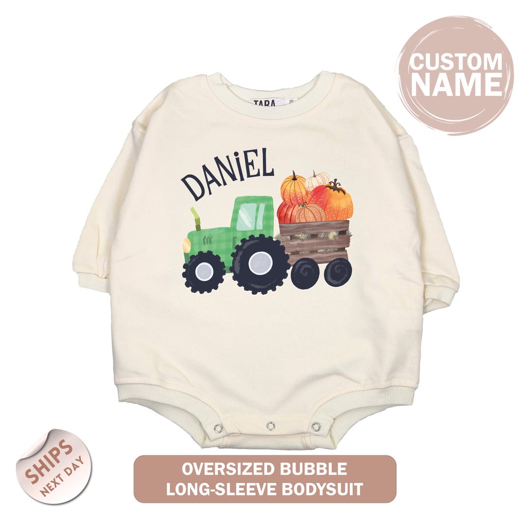 Custom Name Farm Tractor Halloween Baby Onesie®, Spooky Tractor Baby ...