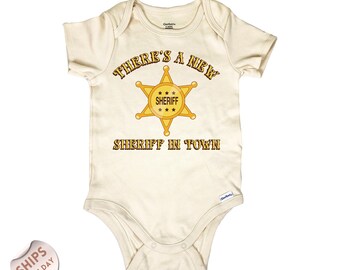 There's a New Sheriff in Town Baby Onesie®, Cowboy Baby Onesie®, Sheriff Baby Body Suit. Cute ...