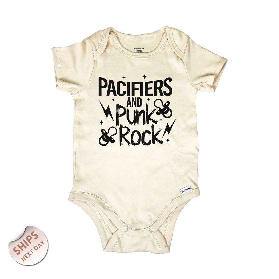 Pacifiers and Punk Rock Baby Bodysuit, Punk Rock Infant Bodysuit, Punk ...