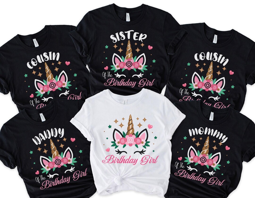 Unicorn Birthday Girl Custom Shirt, Girls Birthday Family Shirts, Daddy ...