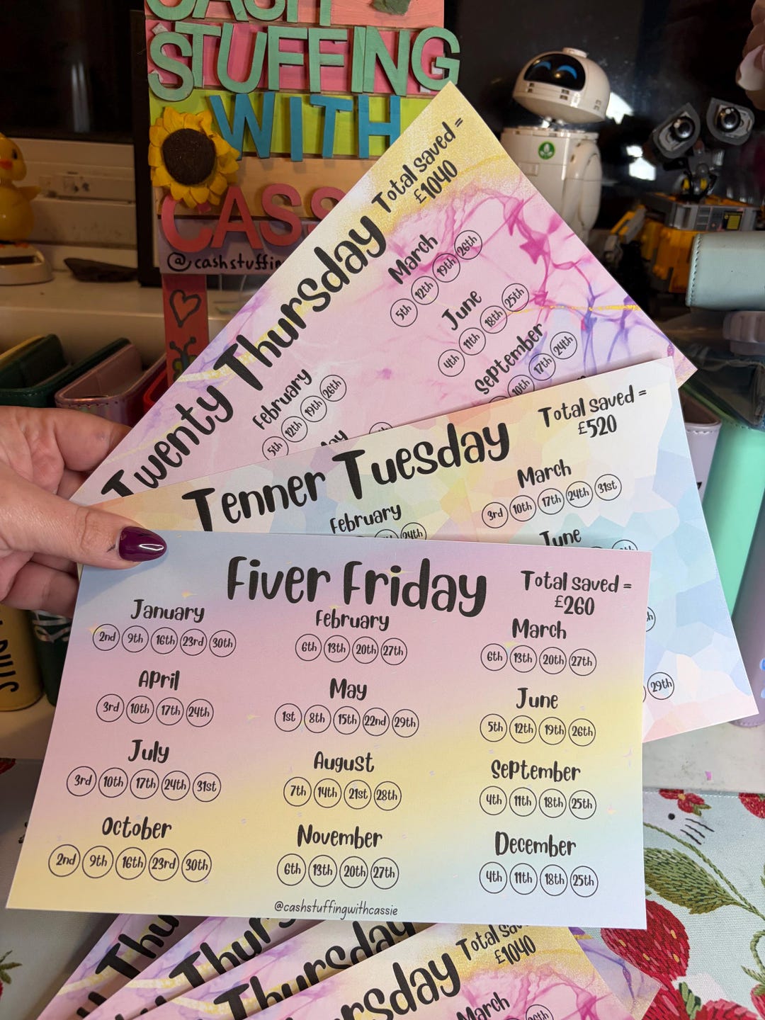 FIVER FRIDAY, TENNER Tuesday & Twenty Thursday Large Tin Sticker Cash ...