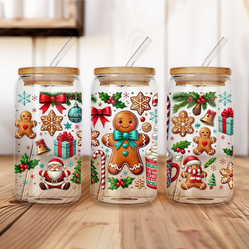 Christmas Gingerbread 16 Oz Libbey Glass Can Wrap (digital Download) - Etsy