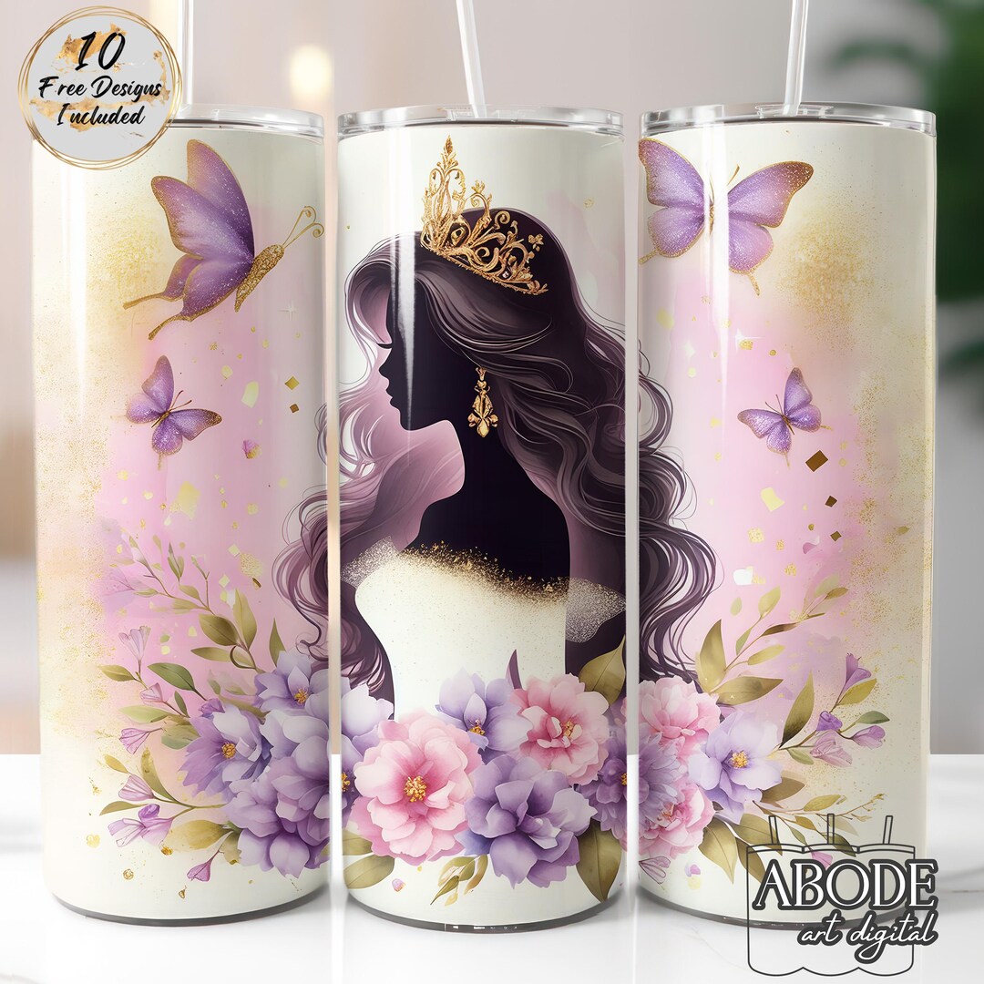 Queen Silhouette Tumbler Wrap: Floral Butterflies, Royal Art (PNG ...