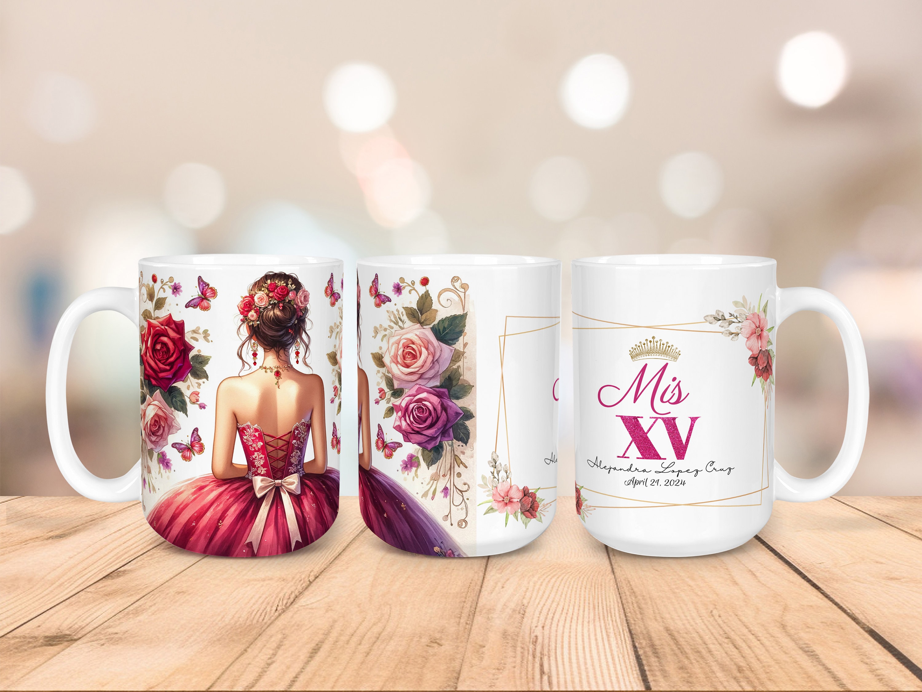 Quinceañera Mug Wrap: Mis 15 Recuerdos Sublimation Design (digital ...