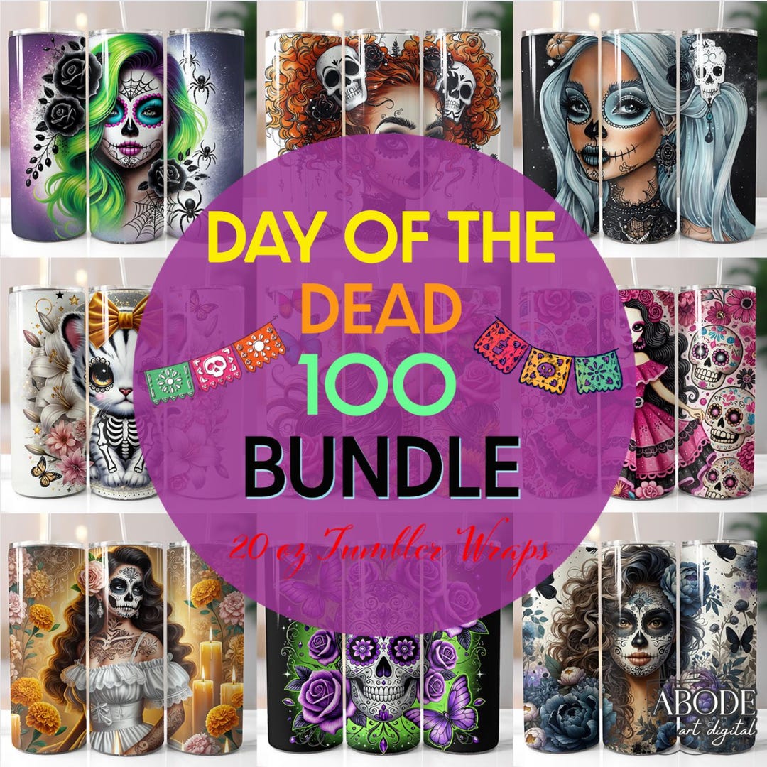 Day of the Dead Tumbler Designs, 100 Skinny Tumbler Wraps (digital ...