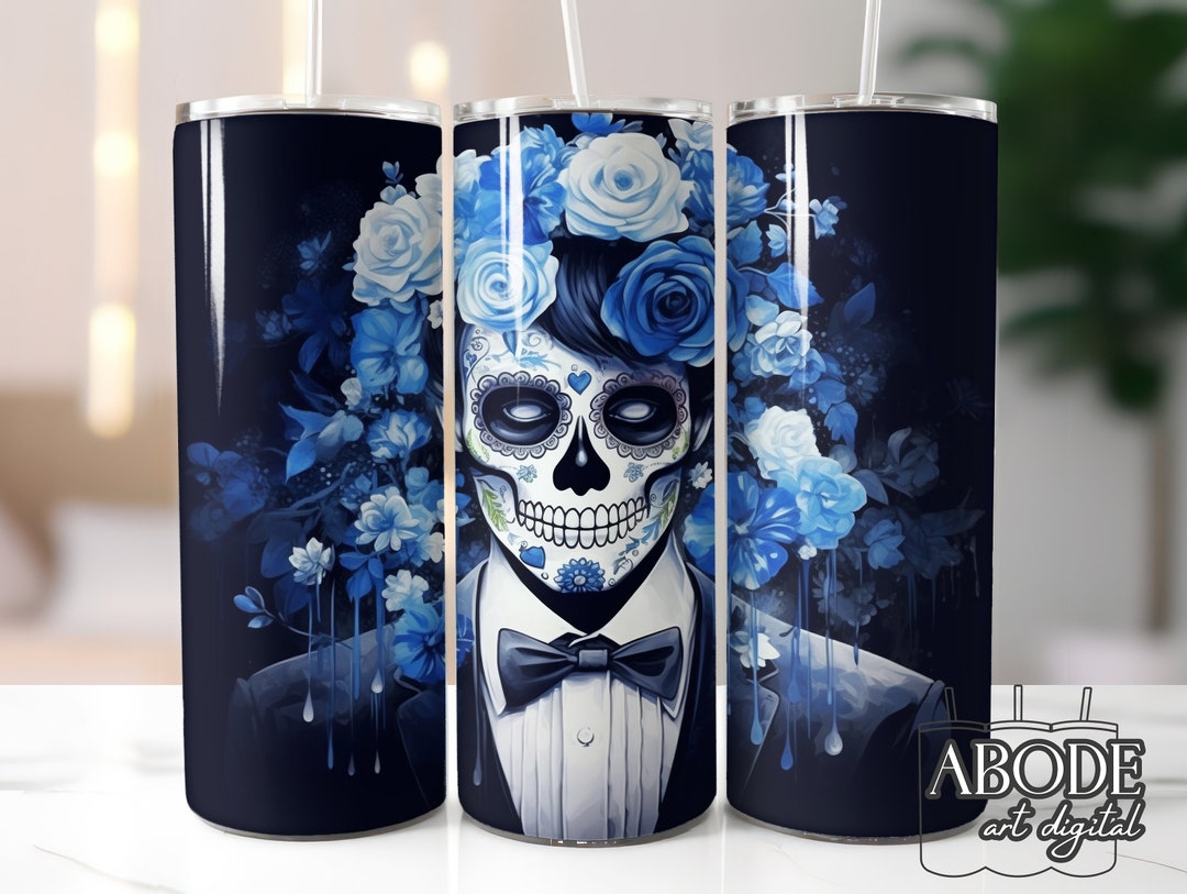 Day of the Dead Sugar Skull Man 20 Oz Skinny Tumbler - Etsy