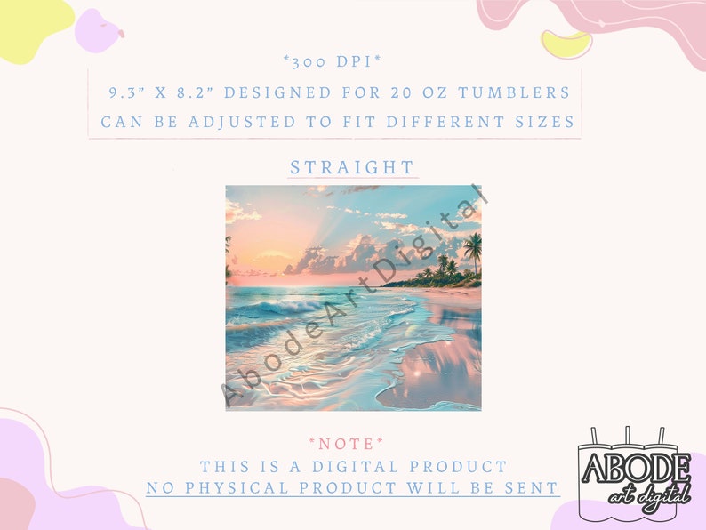 Seamless Beach Scene Tumbler Wrap, 20 Oz Skinny Tumbler Sublimation ...