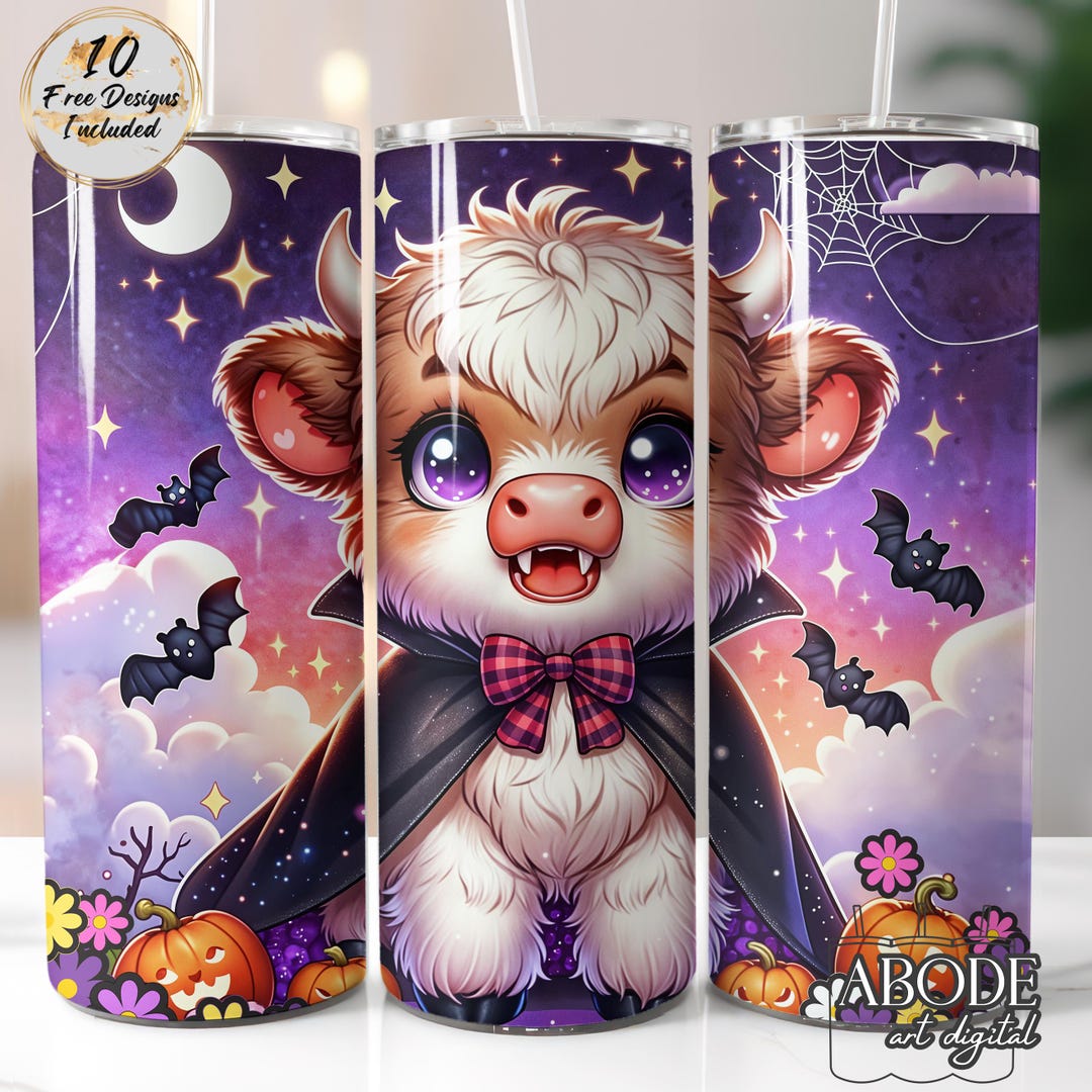 Halloween Vampire Cow Tumbler Wrap: Sublimation Design (digital ...