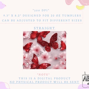 Butterfly Cherry Blossom Tumbler Wrap: Red Floral Design (digital ...