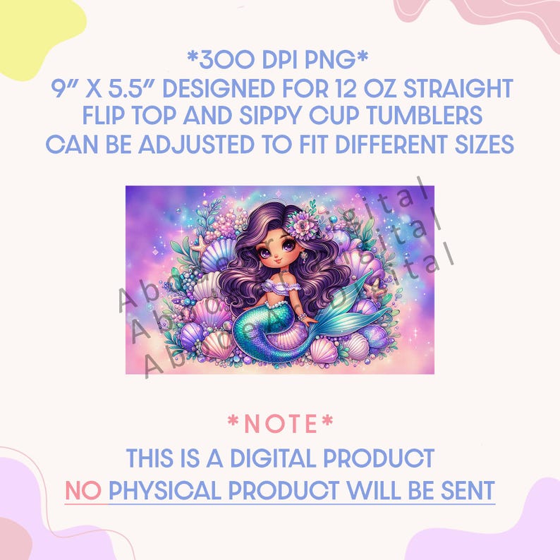 Mermaid Tumbler Wrap: Pastel Ocean Sublimation Design (digital Download ...