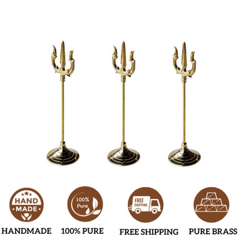 Traditional Lord Shiva Mahadev's Energized Brass Pooja Trishul Shoolam ...