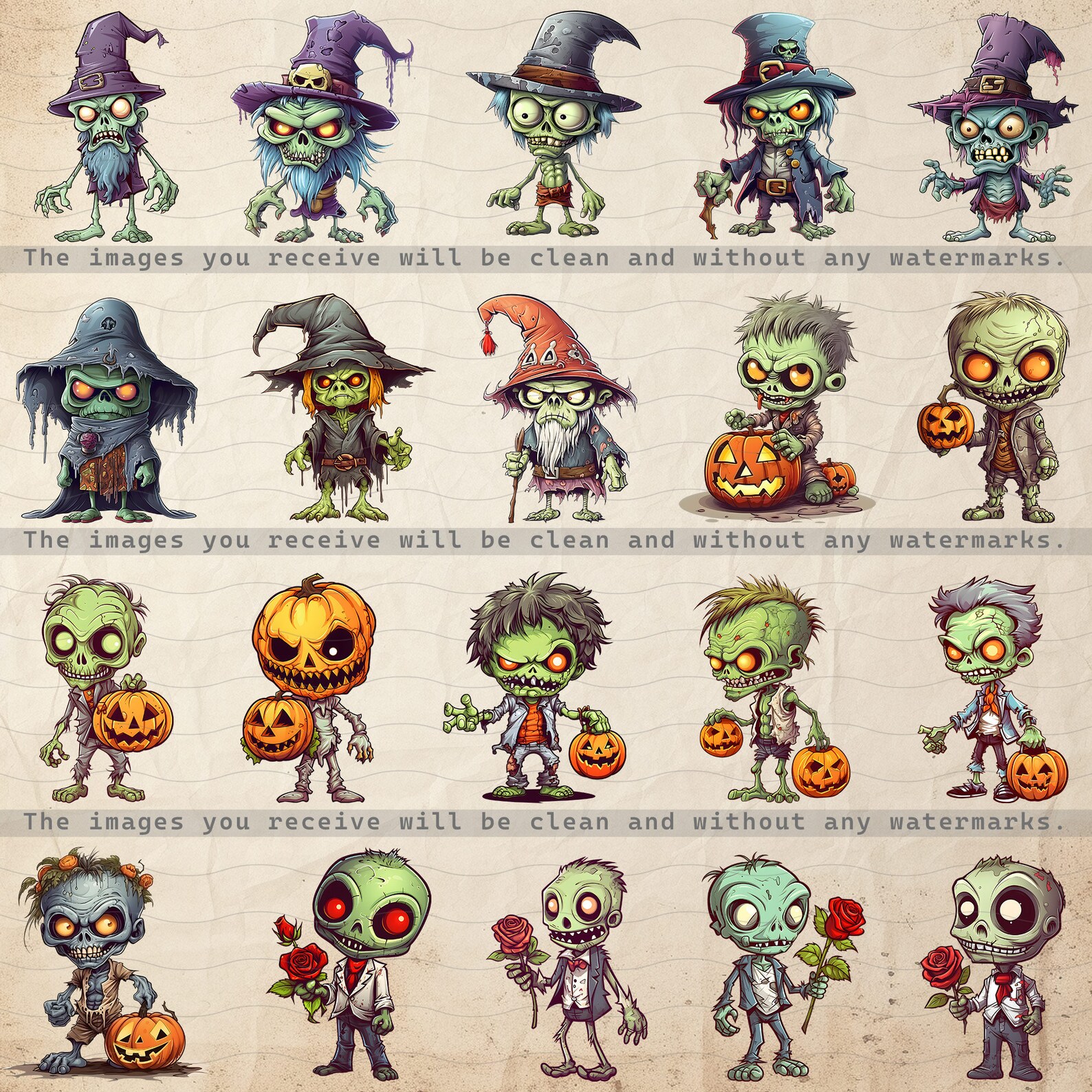 Halloween Zombie Cliparts, Ghoulish Zombie Cliparts, Transparent ...