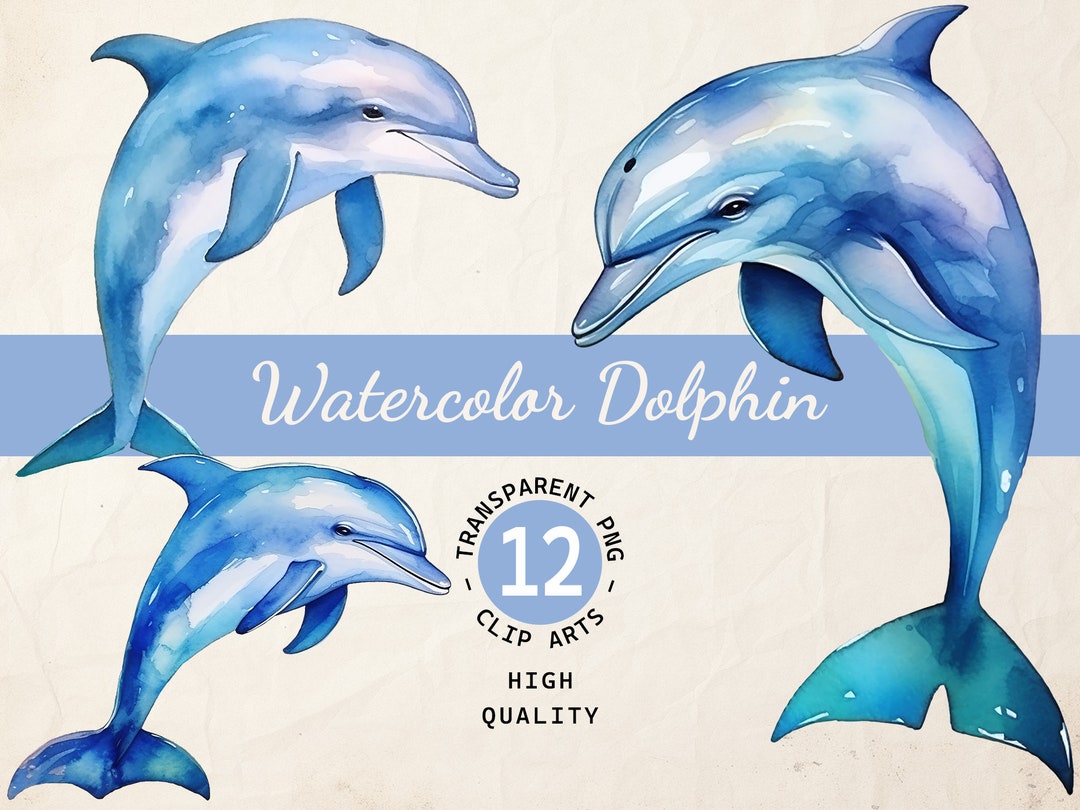 Watercolor Dolphins, Collection Clipart, Commercial Use, Instant ...