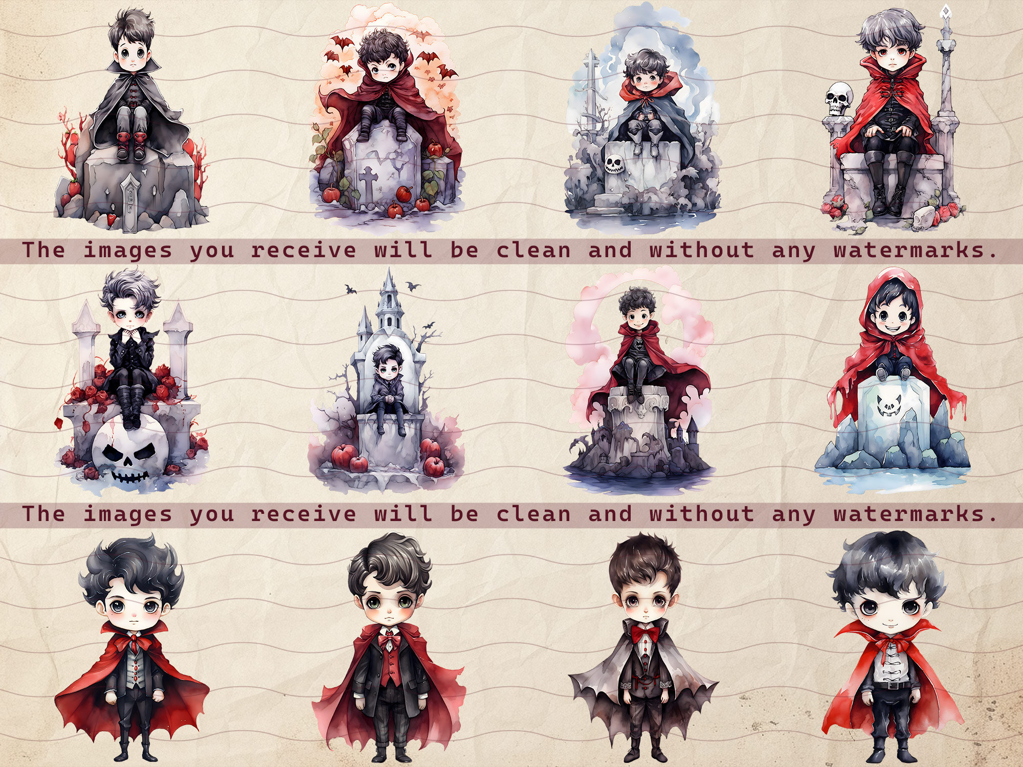 Anime Vampire Illustration, Cliparts Bundle, Mystical Dracula Boys ...