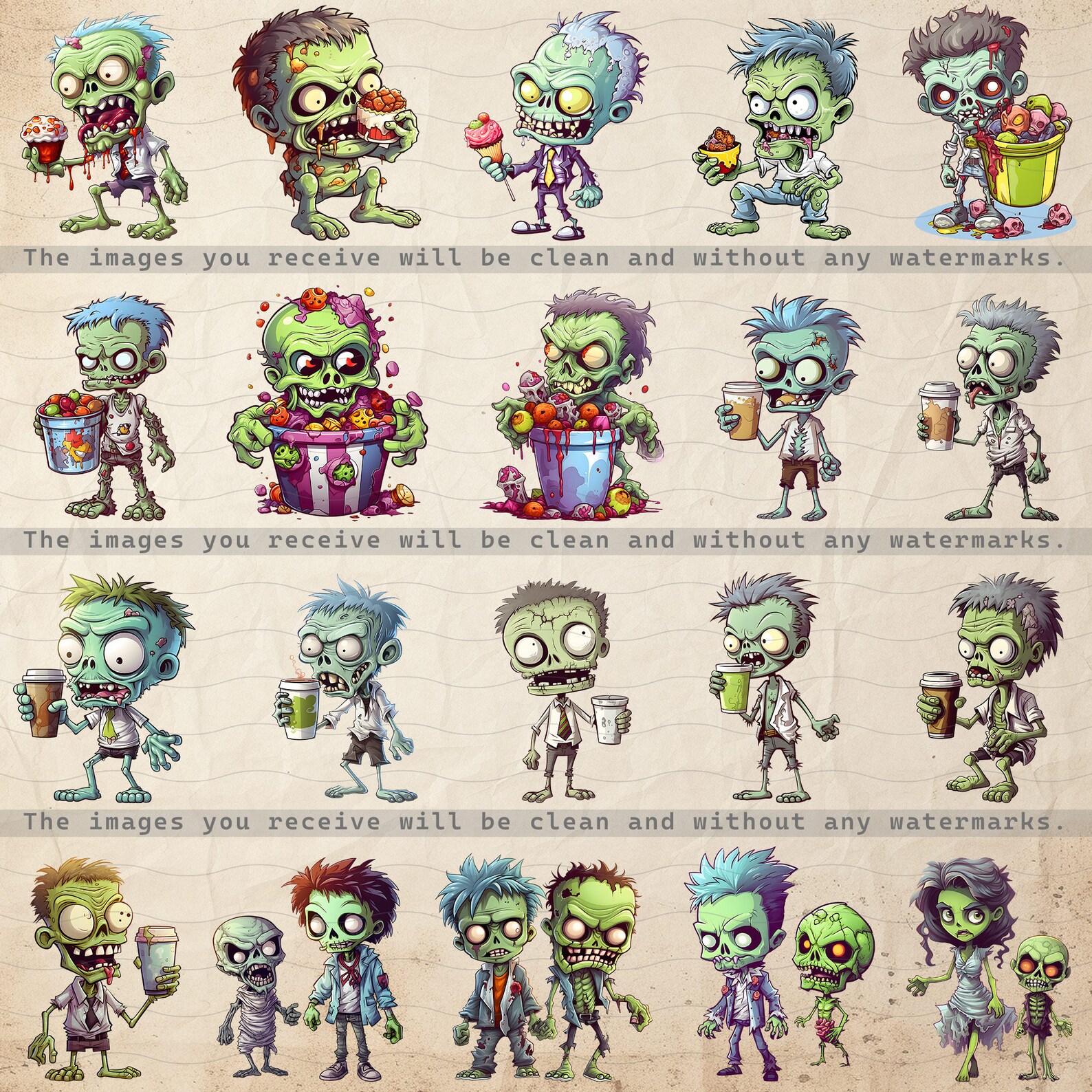 Halloween Zombie Cliparts, Ghoulish Zombie Cliparts, Transparent ...