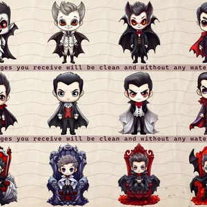 Kawaii Vampire Illustration, Cliparts Bundle, Dracula Boys, Transparent ...