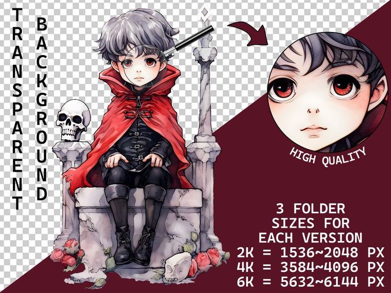 Anime Vampire Illustration, Cliparts Bundle, Mystical Dracula Boys ...