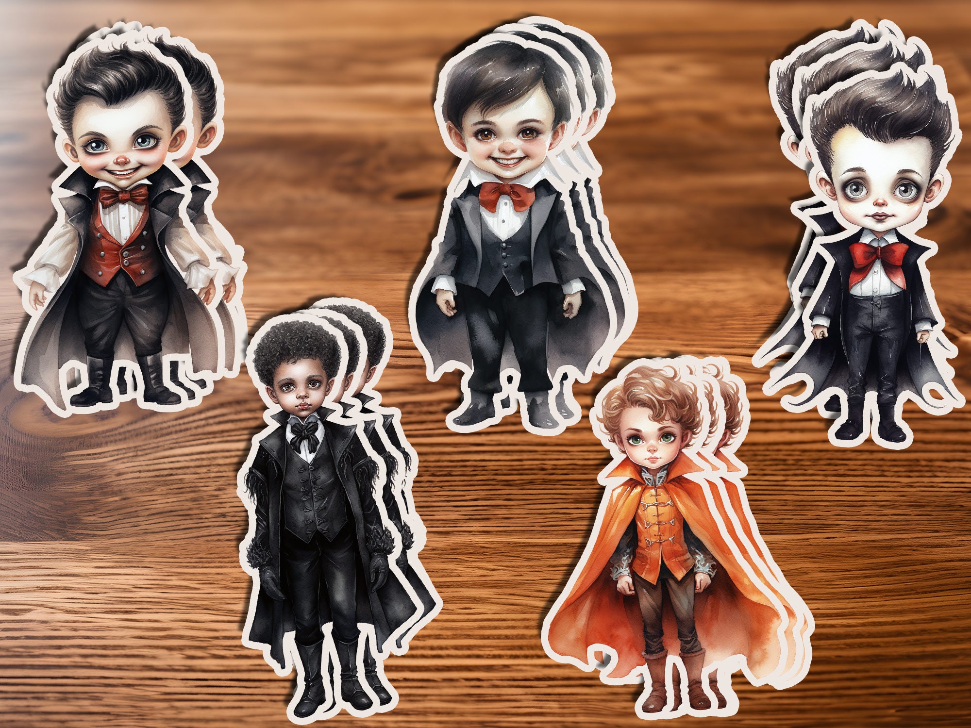 Vampire Boys Watercolor, Clipart Bundle, Dracula Boys, Transparent PNG ...