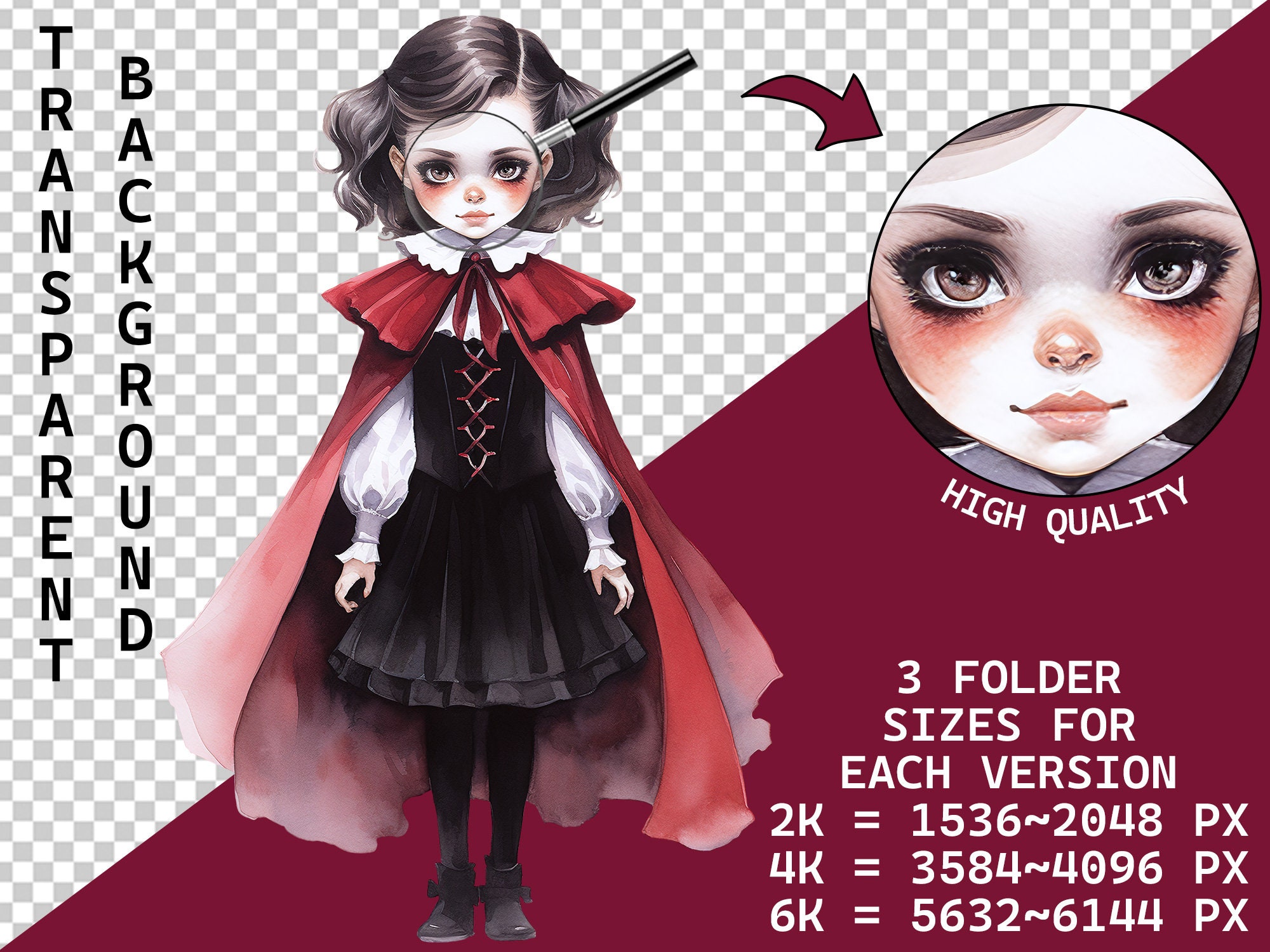 Vampire Girls Watercolor Clipart Bundle Dracula Girls - Etsy