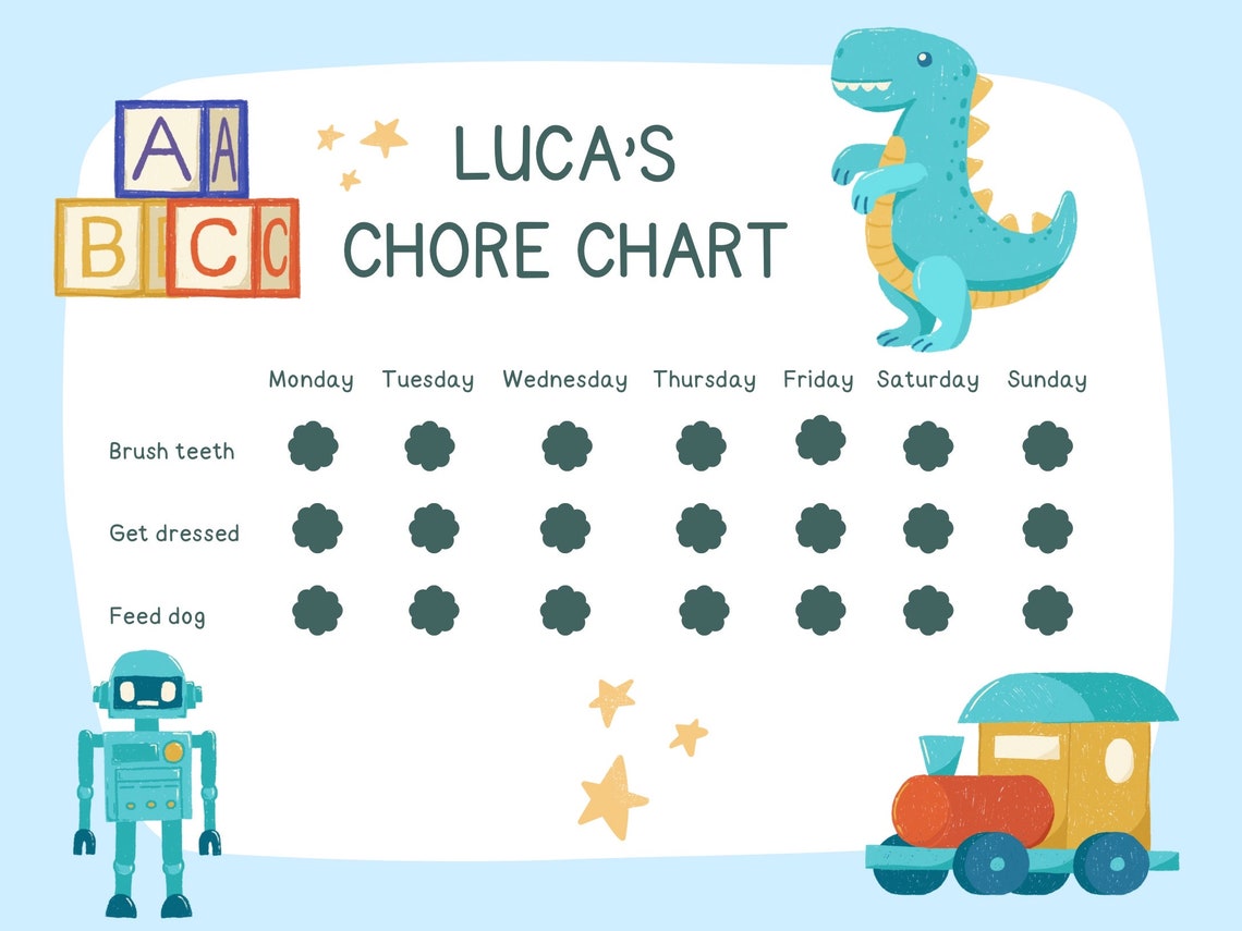 Editable Toddler Chore Chart Daily Checklist Responsibility - Etsy