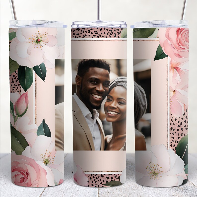 Pink Photo Tumbler Template, Png Sublimation Photo 20oz Skinny Tumbler ...