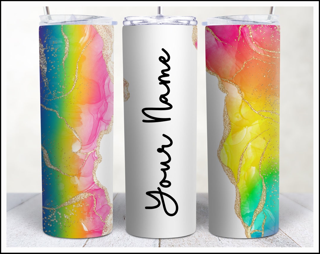 Rainbow Add Name Tumbler Wrap PNG, 20oz Skinny Tumbler Sublimation ...