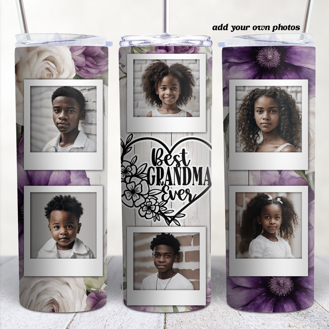 Floral Grandma Tumbler PNG Wrap Template, Purple Grandma 20 Oz Skinny ...