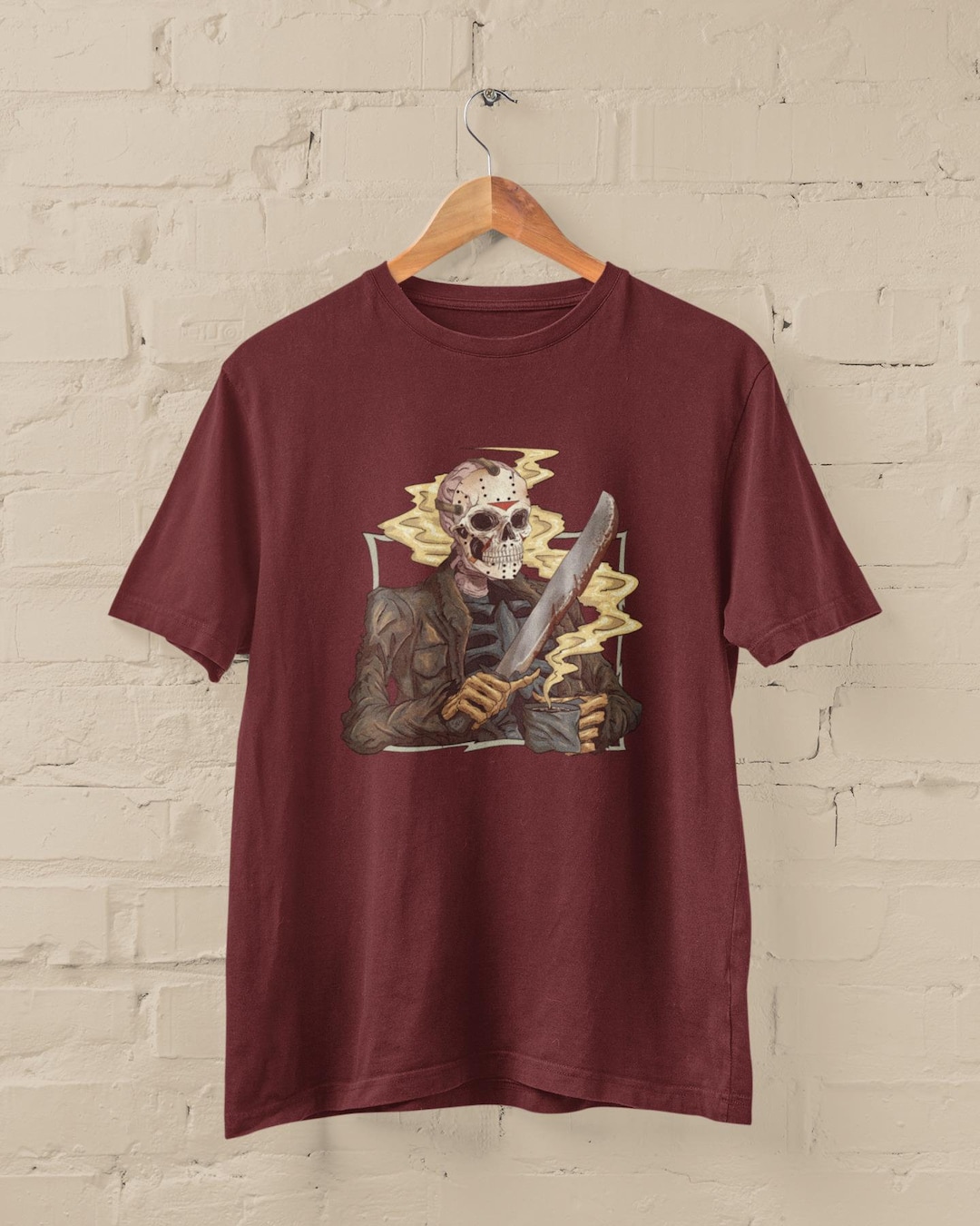 Slasher Skeleton Coffee T-shirt: Jason-inspired Horror Graphic Tee - Etsy