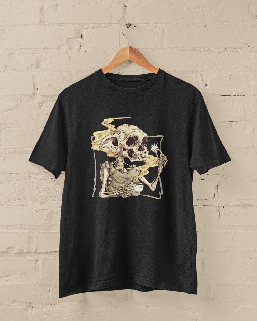 Loyal House Elf Skeleton Costume Tee, Whimsical Coffee Lover Shirt ...