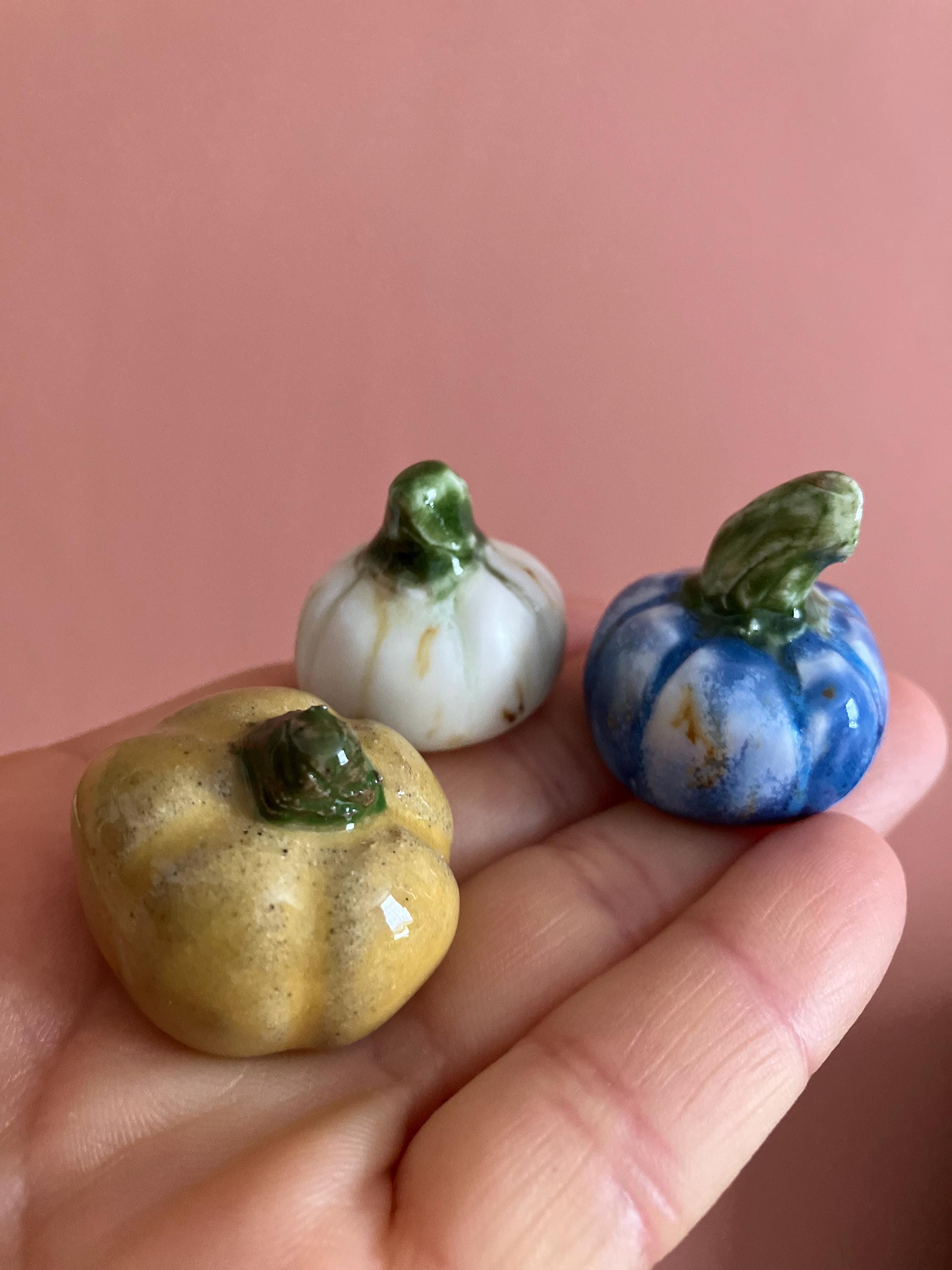 Ceramic Mini Pumpkin Set of 3 - Etsy