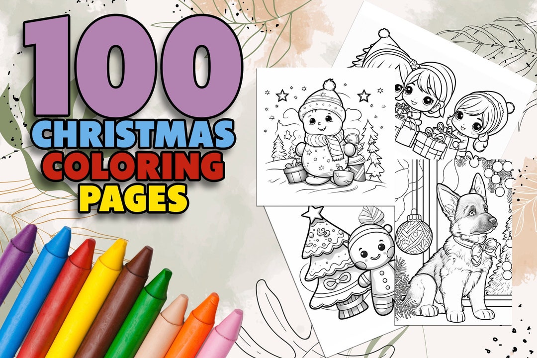100 Christmas Coloring Pages Bundle, Christmas Printable, Christmas ...